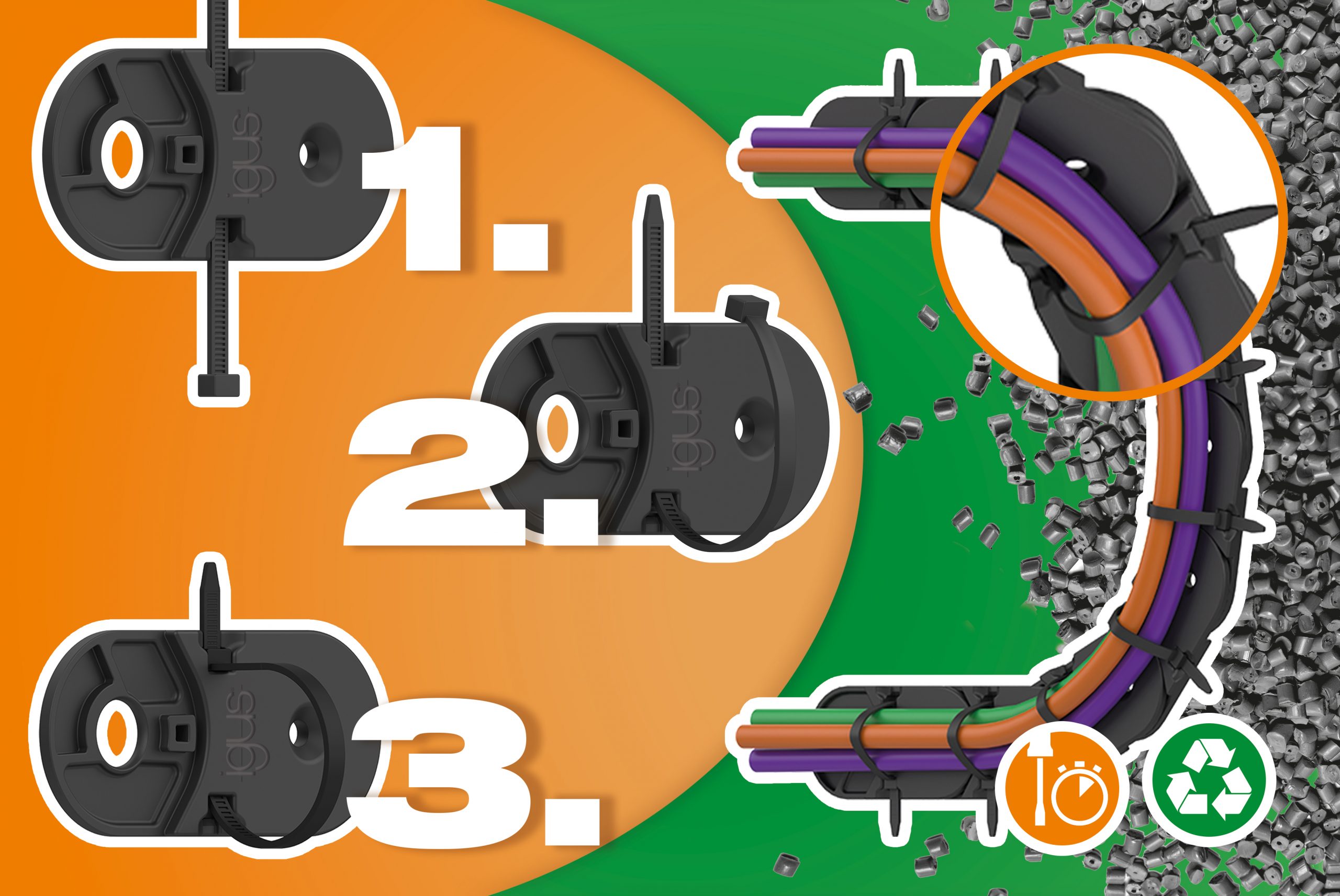 Recycled cable carrier for easy-install with cable tie-wraps | igus