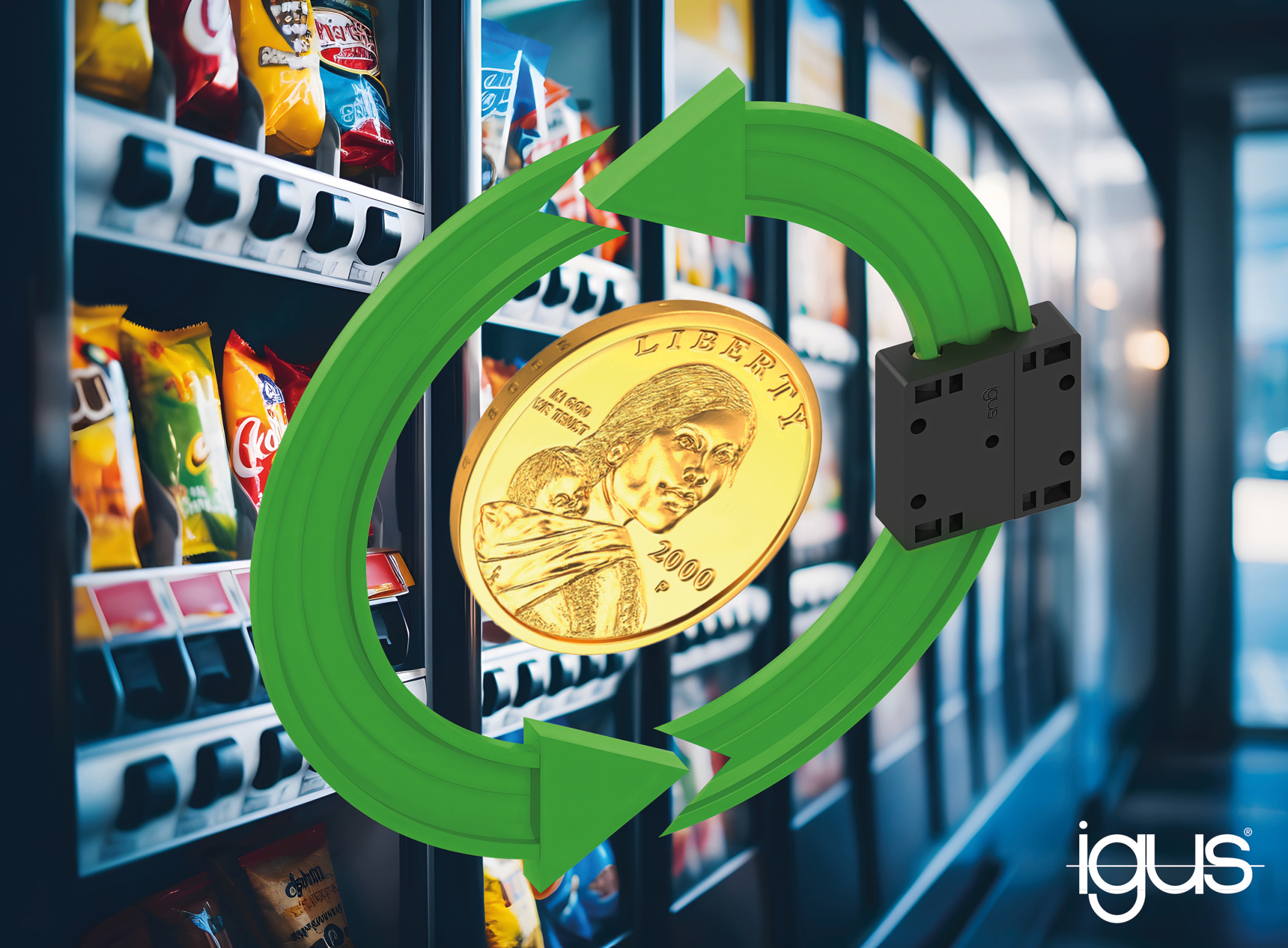 Injection molded recycled plastic carriages for curved rails | igus®