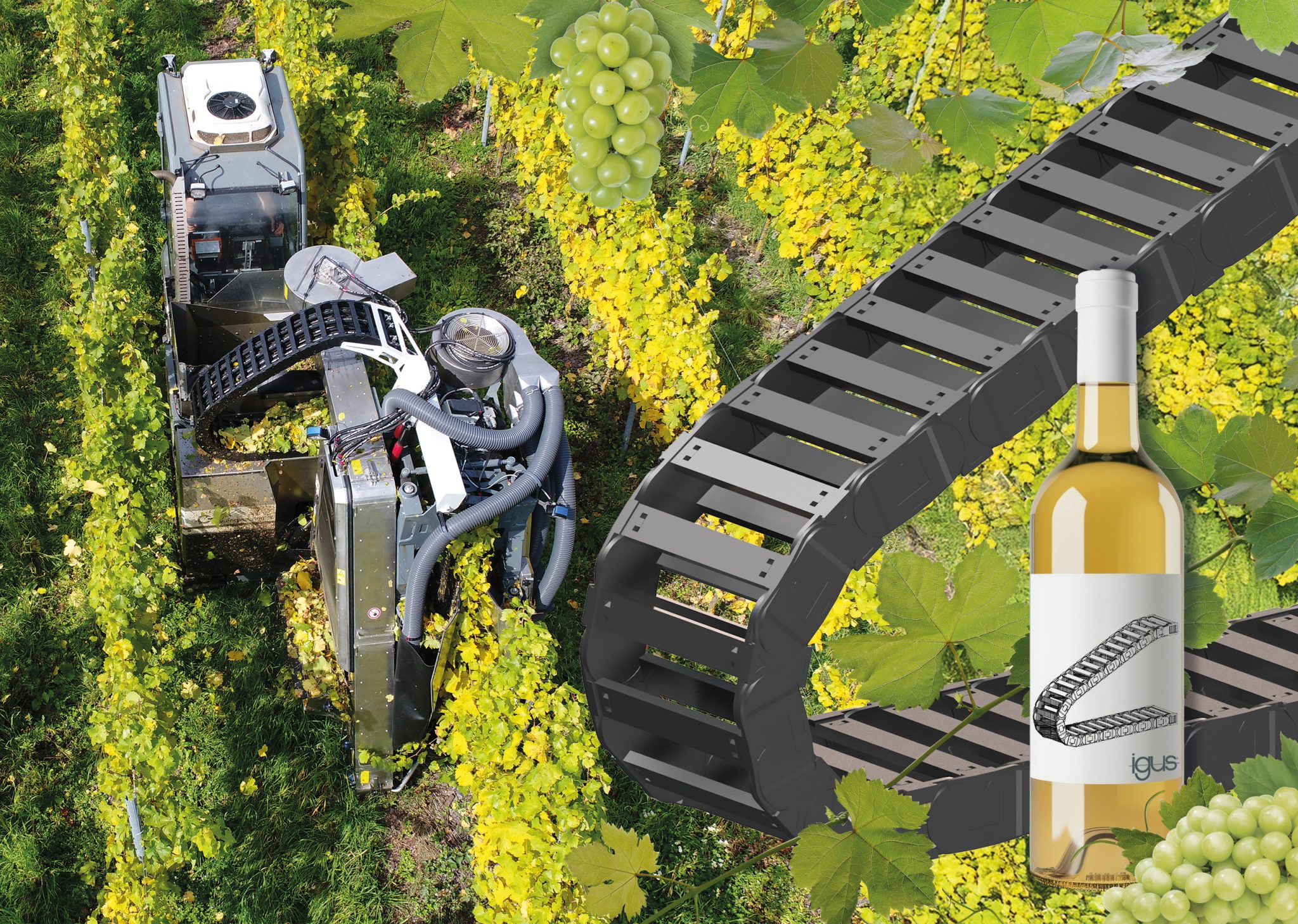 Robot with Plastic Cable Carriers & Bearings for Grape Harvesting ...