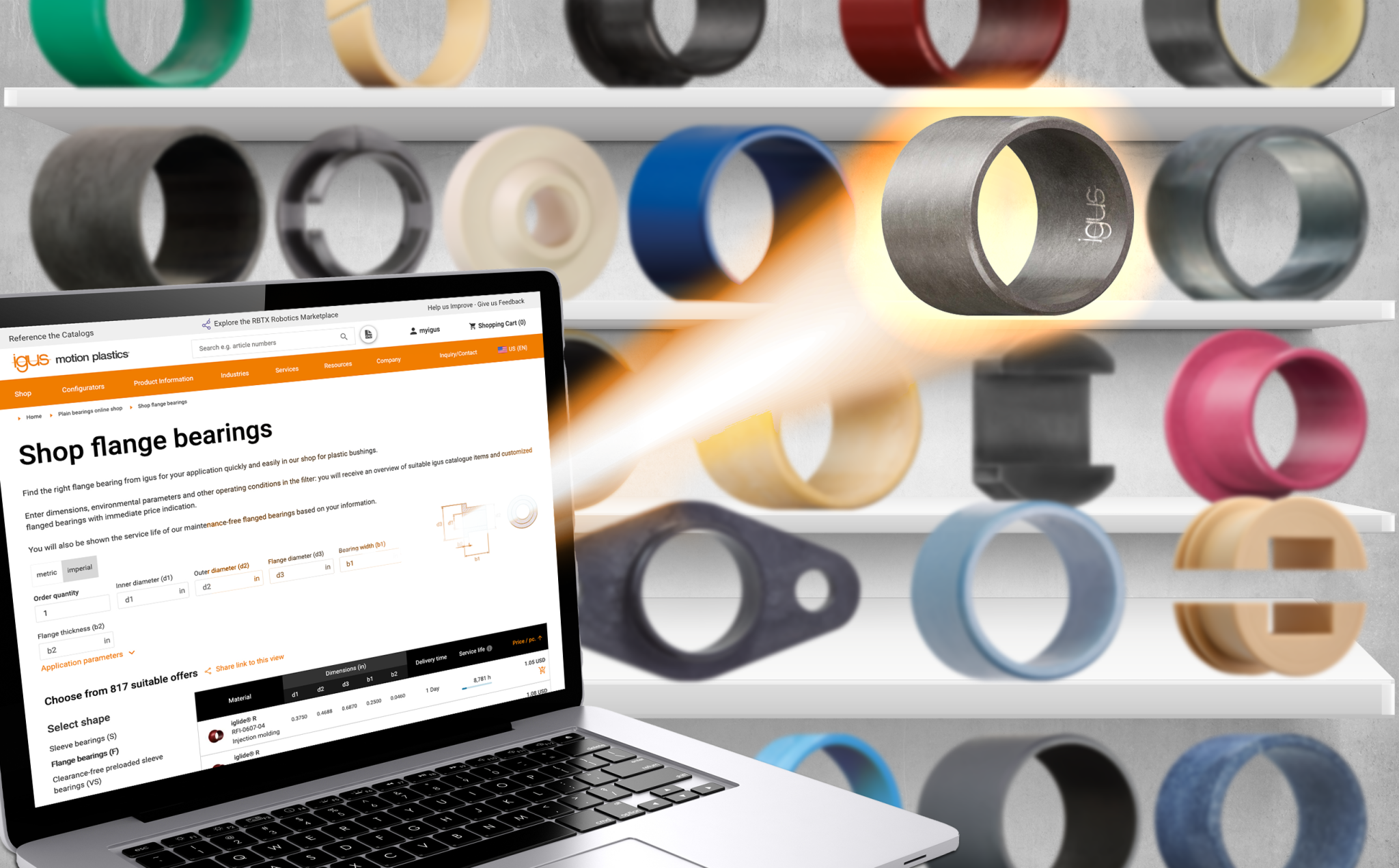 Configure bearing service life with technical data in new shop | igus
