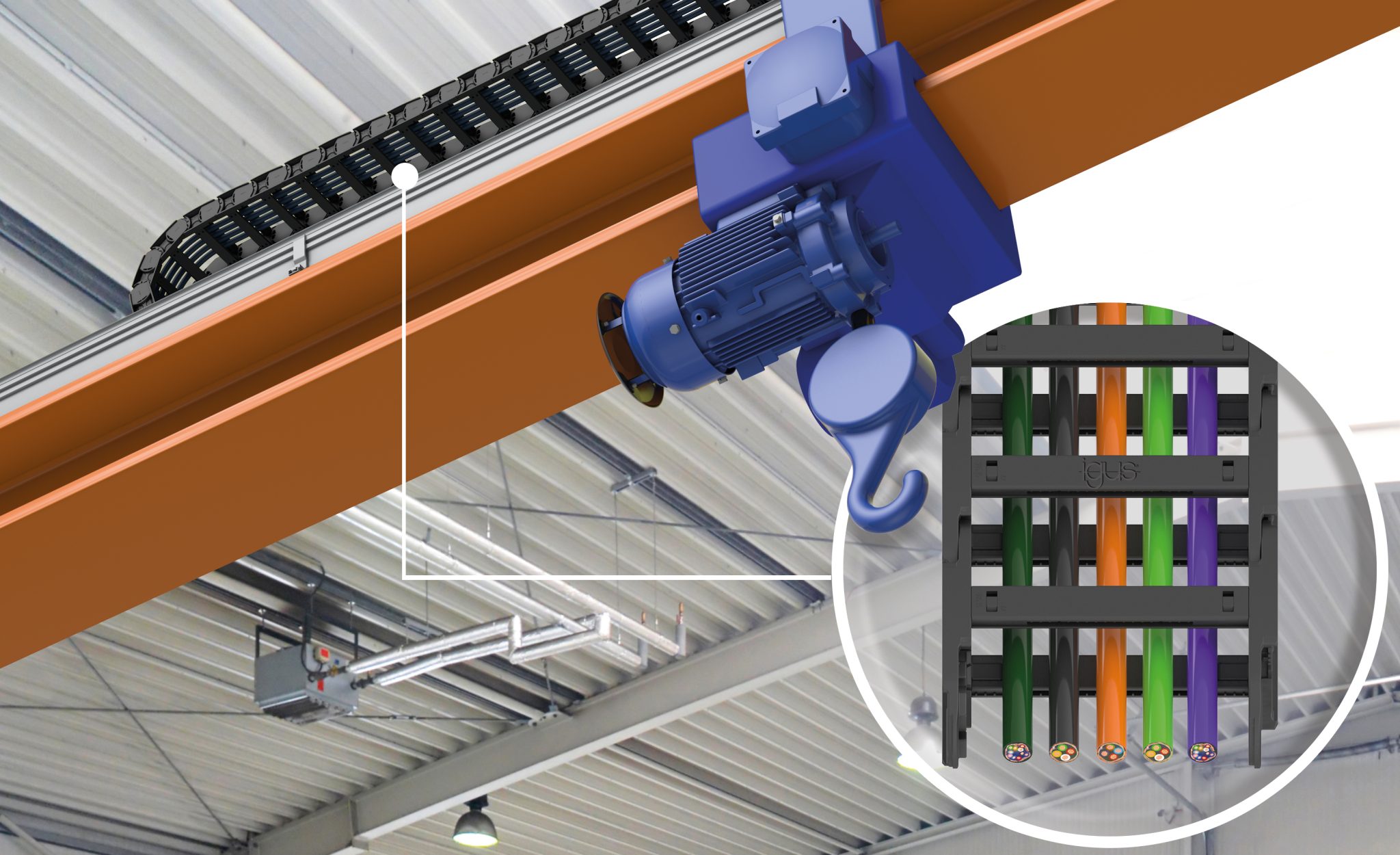 Lightweight Cable Carrier Reduces Costs for Indoor Cranes | igus®