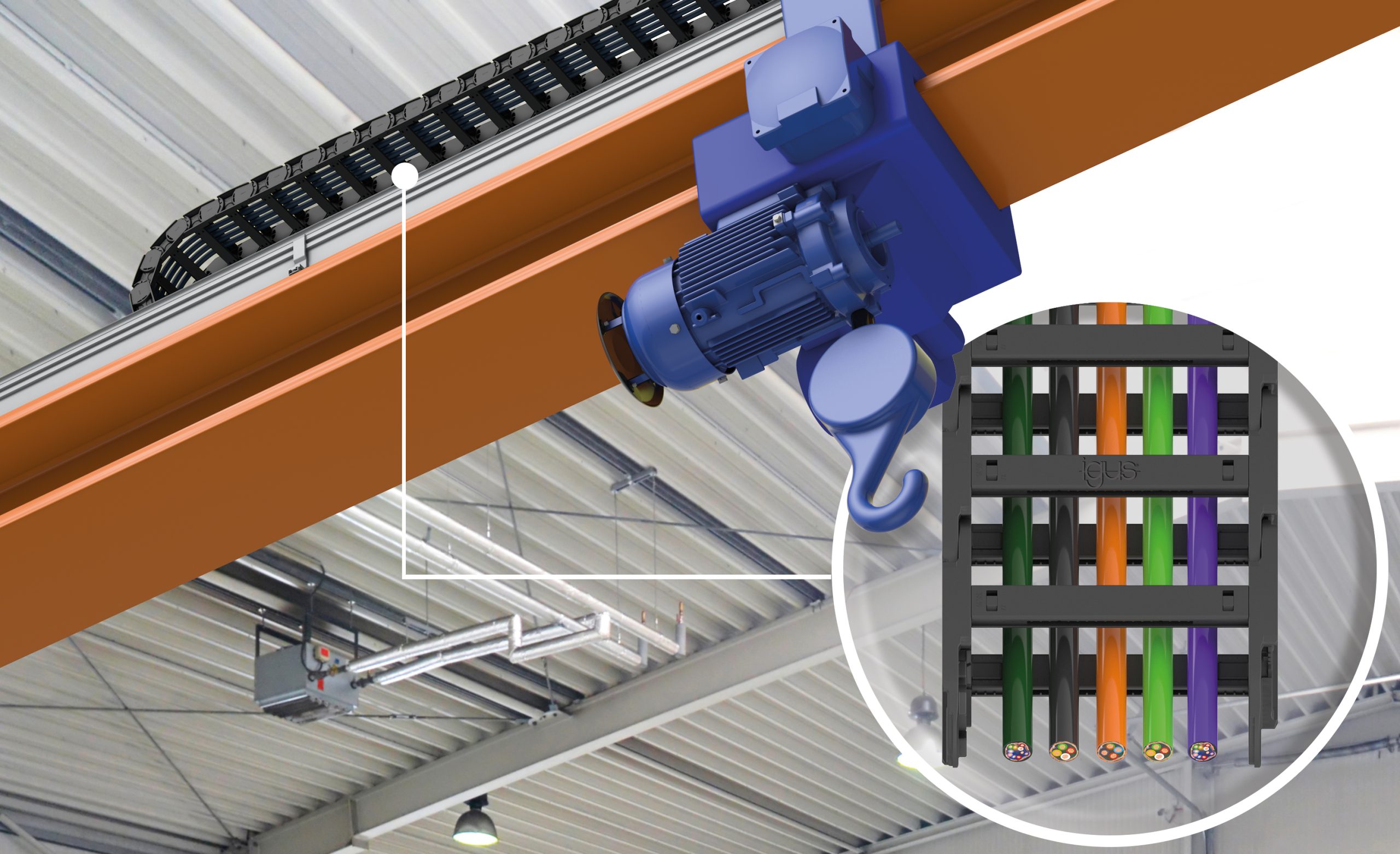 Lightweight Cable Carrier Reduces Costs for Indoor Cranes | igus®